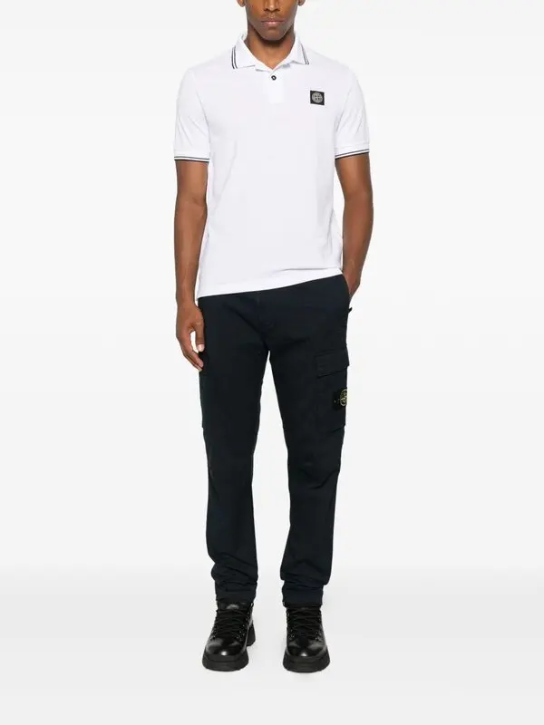 Stone Island Logo Cotton Polo Shirt - White