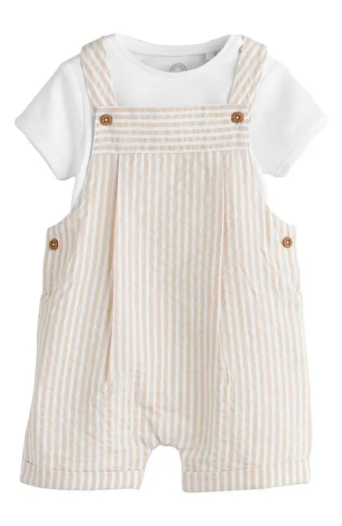 NEXT Seersucker Cotton Overalls & T-shirt Set - Neutral