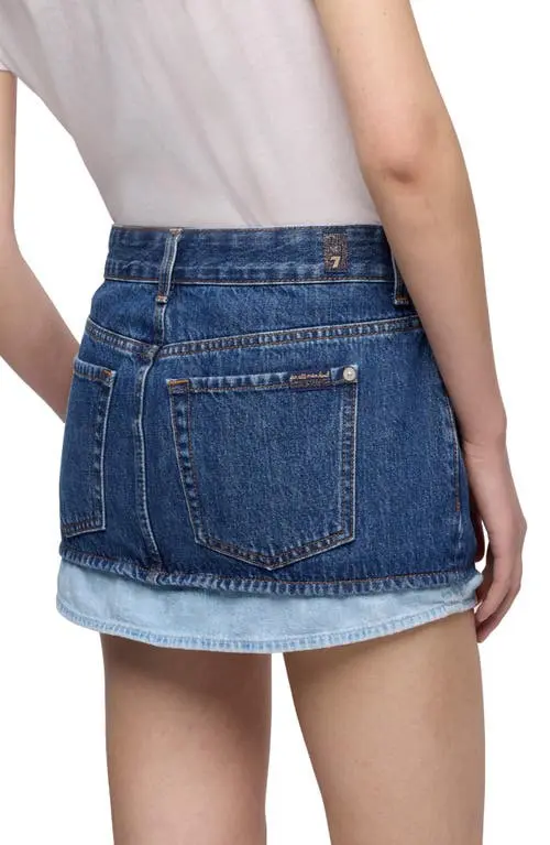 7 For All Mankind Layered Denim Mini Skirt