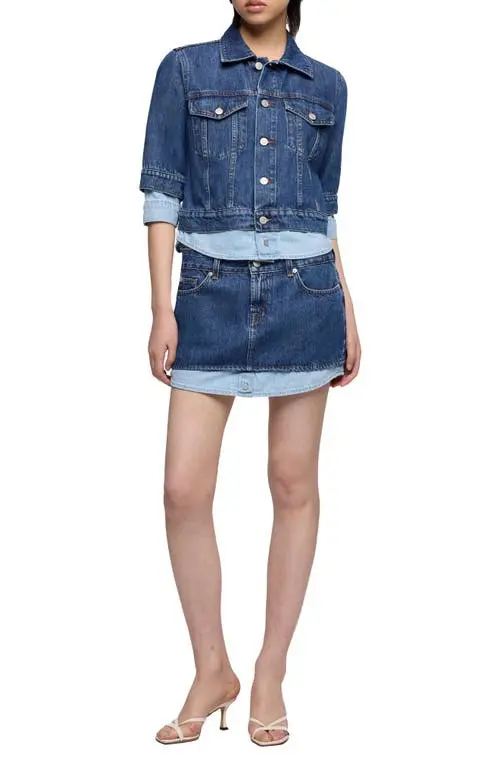 7 For All Mankind Layered Denim Mini Skirt