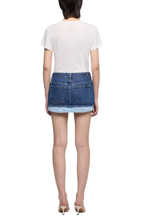 7 For All Mankind Layered Denim Mini Skirt