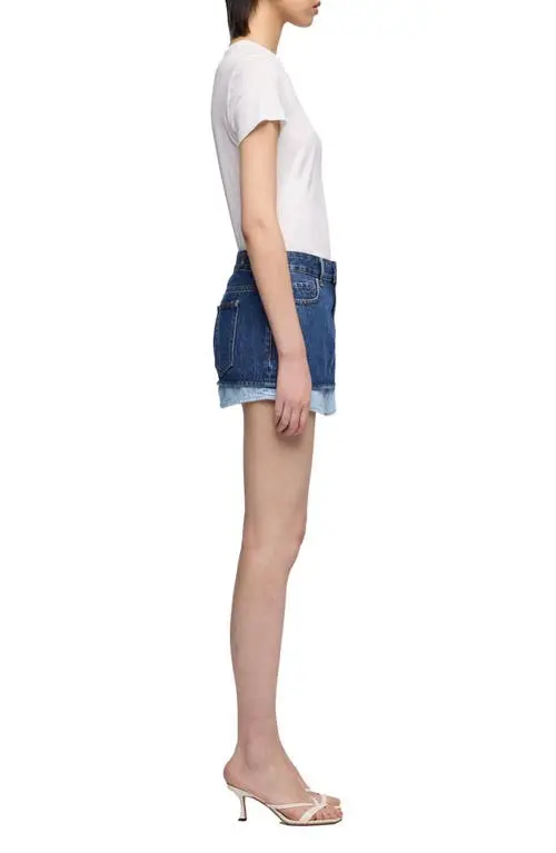 7 For All Mankind Layered Denim Mini Skirt