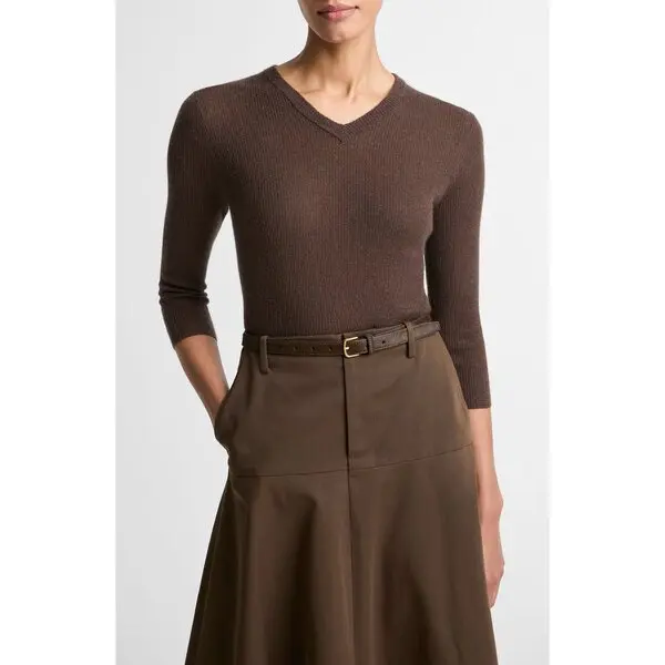 Vince Cashmere & Silk Knit Sweater - Bark