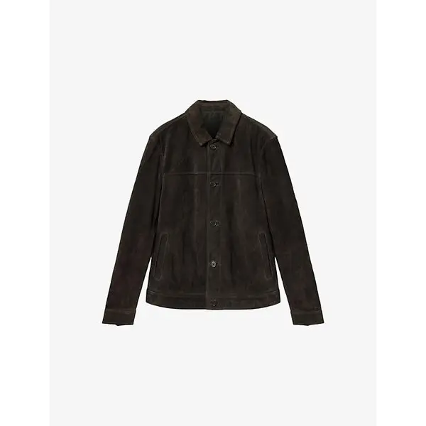 ALLSAINTS Nates Suede Button-down Jacket - Tanner Black