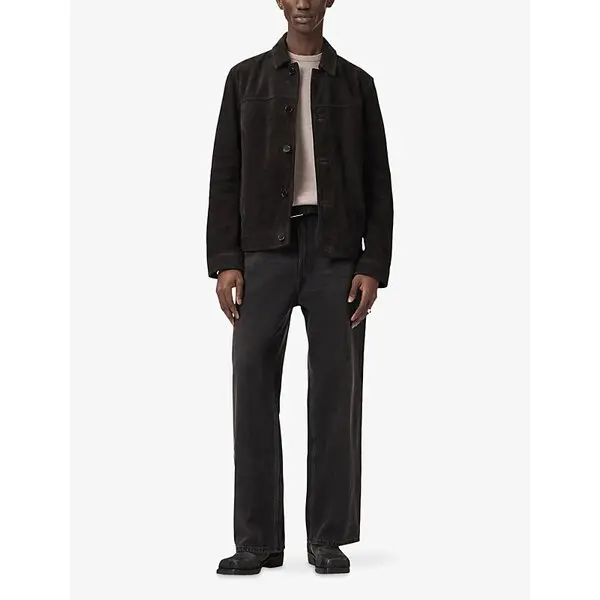 ALLSAINTS Nates Suede Button-down Jacket - Tanner Black