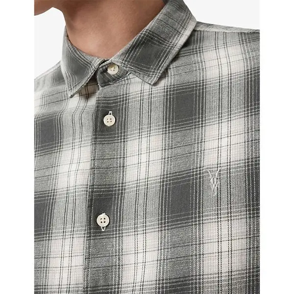 ALLSAINTS Kelby Checked Cotton Shirt - Clouded Grey