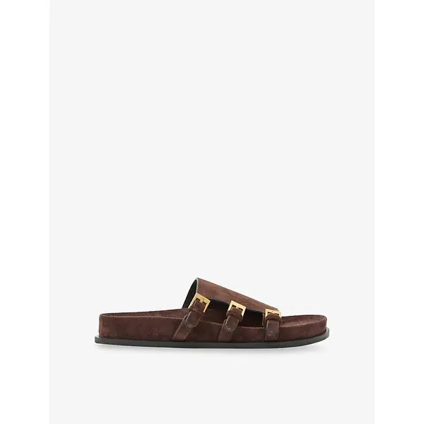 REISS Lauren Buckle Suede Sandals