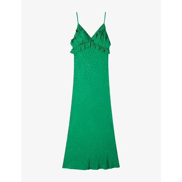 Sandro V-neck Jacquard-pattern Woven Maxi Dress