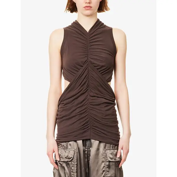 Rick Owens Ruched Jersey Top - Macassar