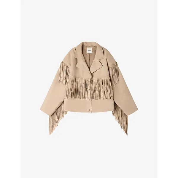 Sandro Oversized Fringed Suede Jacket