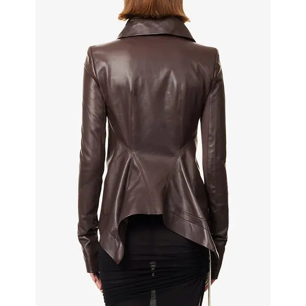Rick Owens Naska Funnel-neck Leather Biker Jacket
