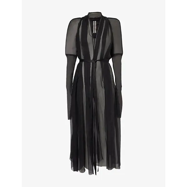 Rick Owens Metro Belted Silk Coat