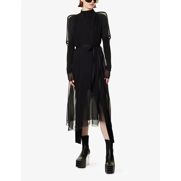 Rick Owens Metro Belted Silk Coat