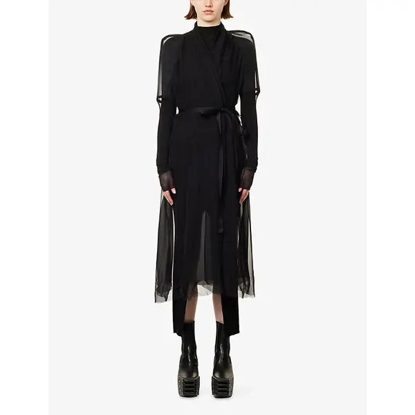 Rick Owens Metro Belted Silk Coat