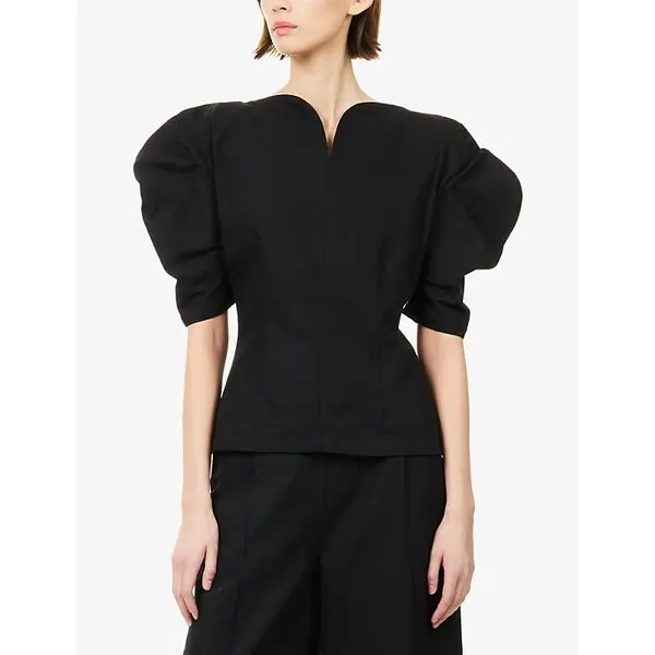 DESTREE Janet Puff-sleeve Cotton Top