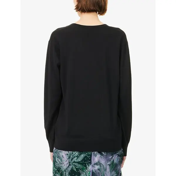 Dries Van Noten Relaxed V-neck Merino Wool Jumper - Black