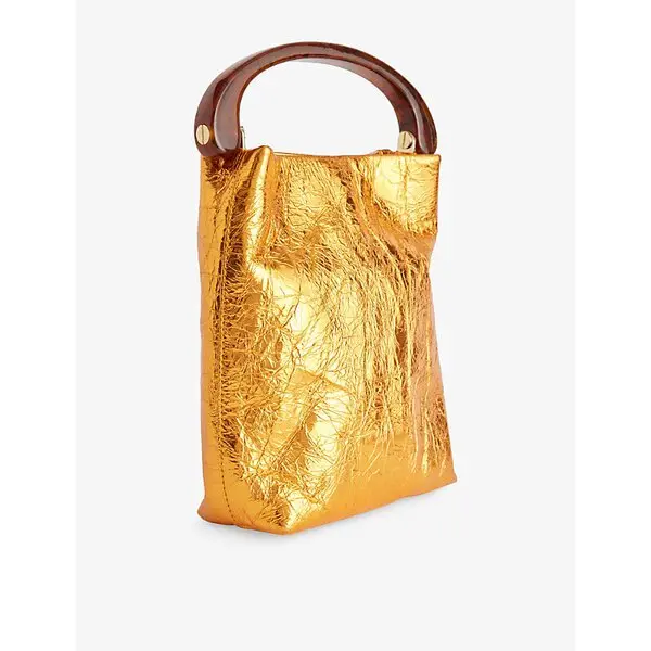 Dries Van Noten Micro Metallic-leather Top-handle Bag