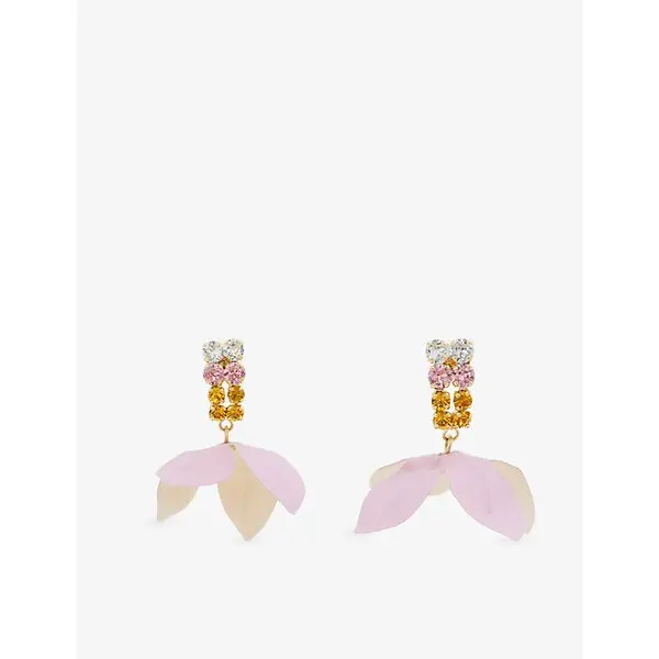 Marni Poplin Flower And Rhinestone 24ct Gold-plated Earrings - 00y11