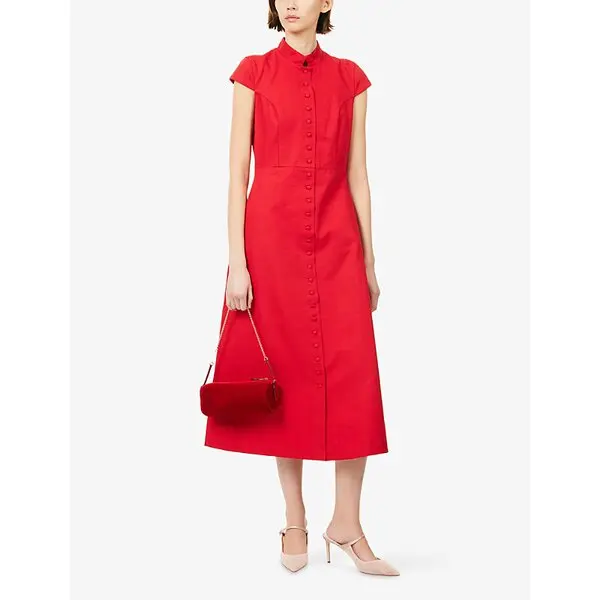 DESTREE Amoako Button-front Cotton Midi Dress