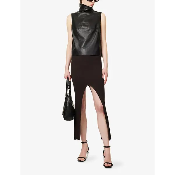 Rick Owens High-neck Sleeveless Leather Top