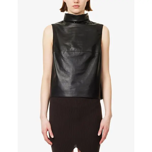 Rick Owens High-neck Sleeveless Leather Top