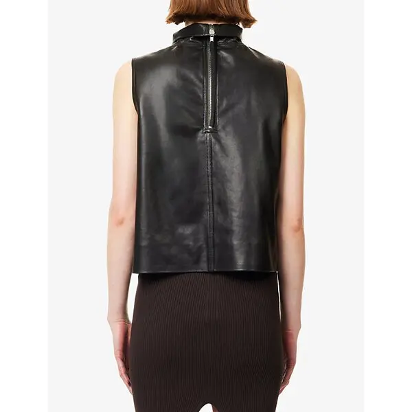 Rick Owens High-neck Sleeveless Leather Top