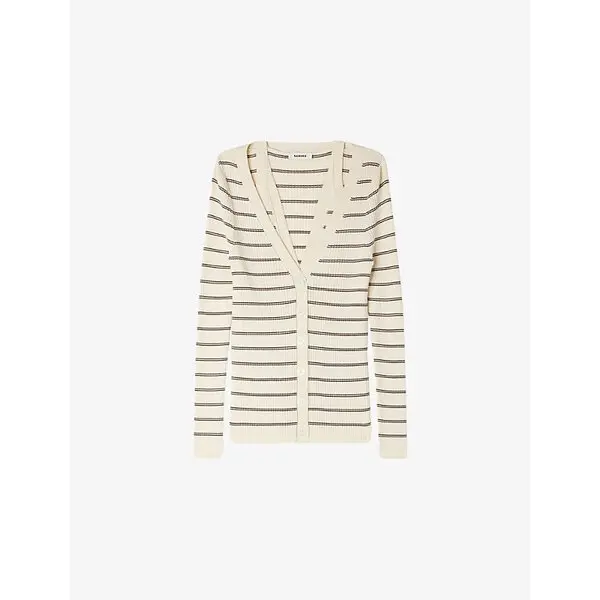 Sandro Striped Ribbed Knitted Cardigan