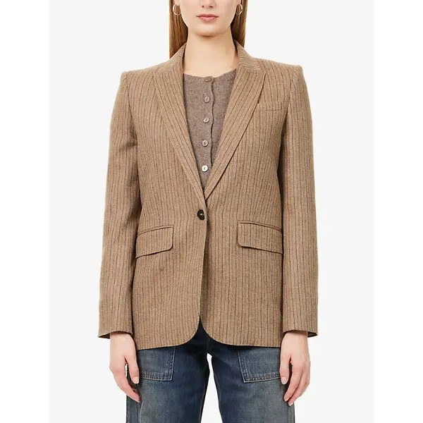 ME+EM Pinstripe Sharp-shoulder Stretch-woven Blazer