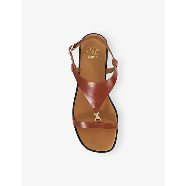 DUNE Laith T-bar Leather Flat Sandals
