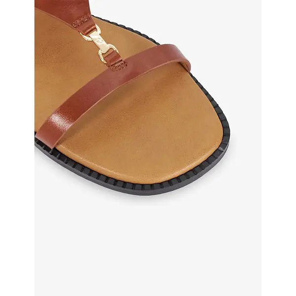 DUNE Laith T-bar Leather Flat Sandals