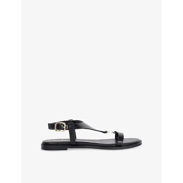 DUNE Laith T-bar Leather Flat Sandals