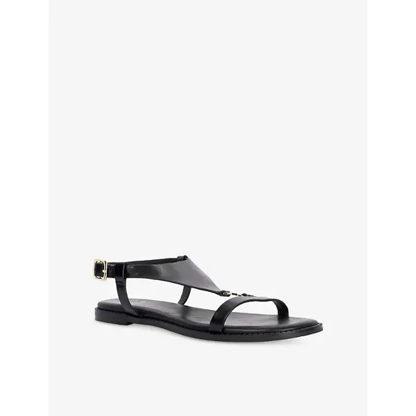 DUNE Laith T-bar Leather Flat Sandals
