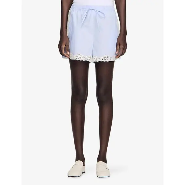 Sandro Lace-trim Cotton Shorts