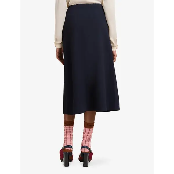 Marni A-line Wool Crêpe Midi Skirt