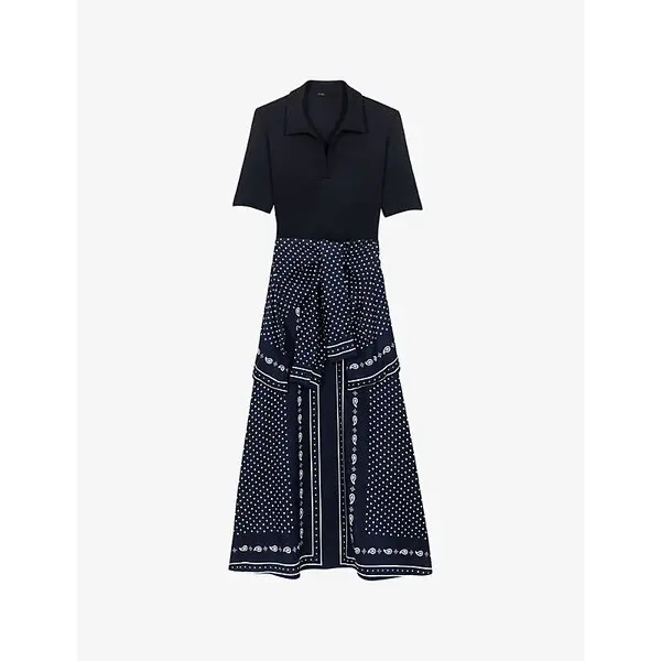 Maje Patterned Woven Midi Dress