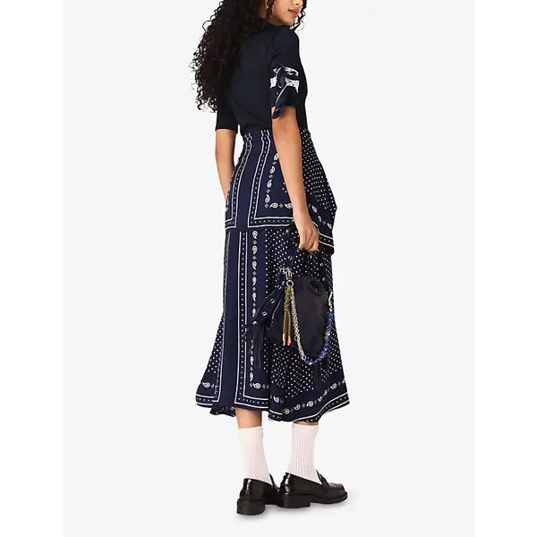 Maje Patterned Woven Midi Dress