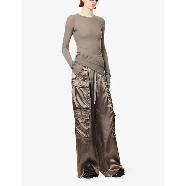 Rick Owens Cargo Belas Patch-pocket Satin Trousers