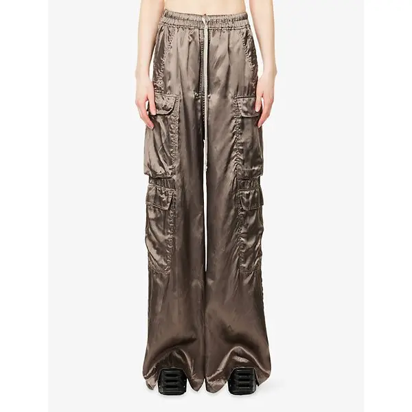Rick Owens Cargo Belas Patch-pocket Satin Trousers