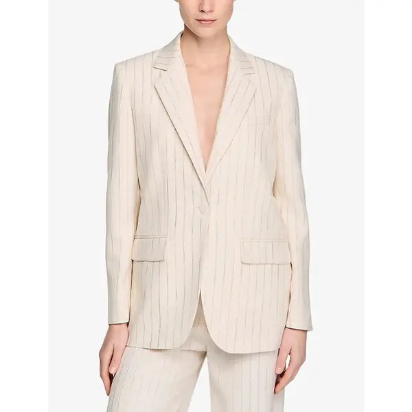 Sandro Striped Single-breasted Woven Blazer