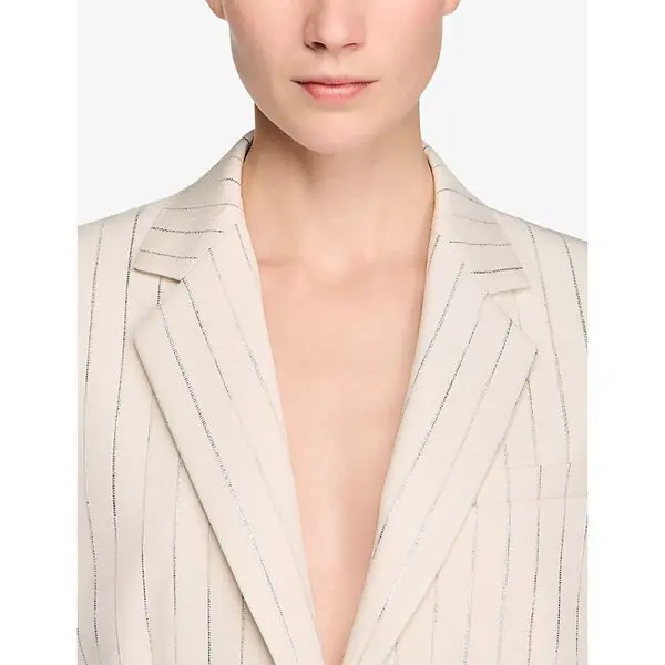 Sandro Striped Single-breasted Woven Blazer