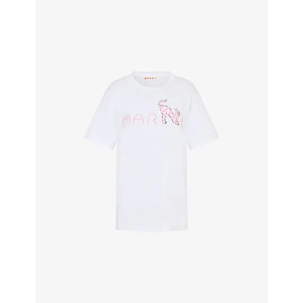 Marni Animal Alphabet Flocked Logo Cotton T-shirt
