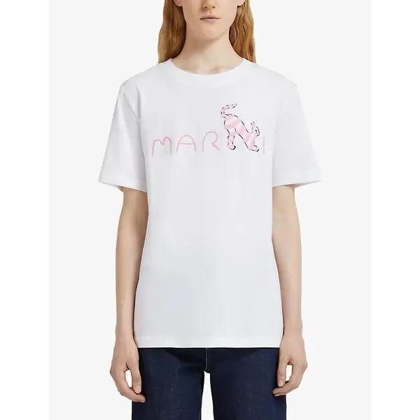Marni Animal Alphabet Flocked Logo Cotton T-shirt