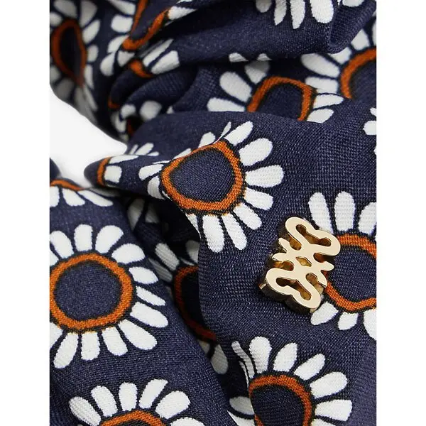 Sandro Floral Woven Scrunchie - Deep Blue / Ocher