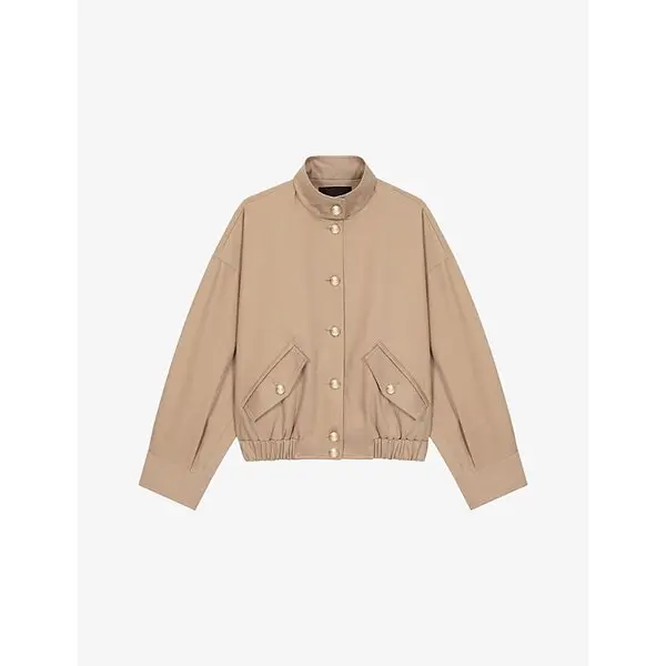 Maje High-neck Relaxed-fit Cotton Bomber Jacket