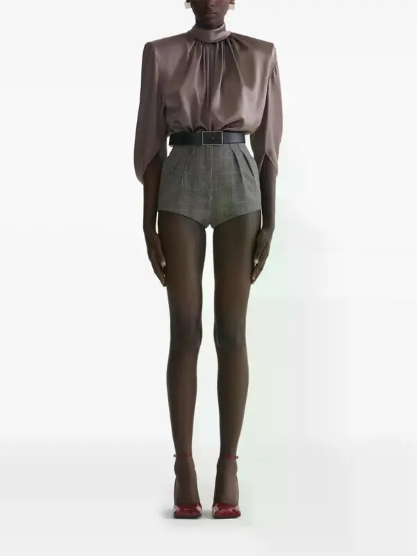 MUGLER Check Pleated Shorts