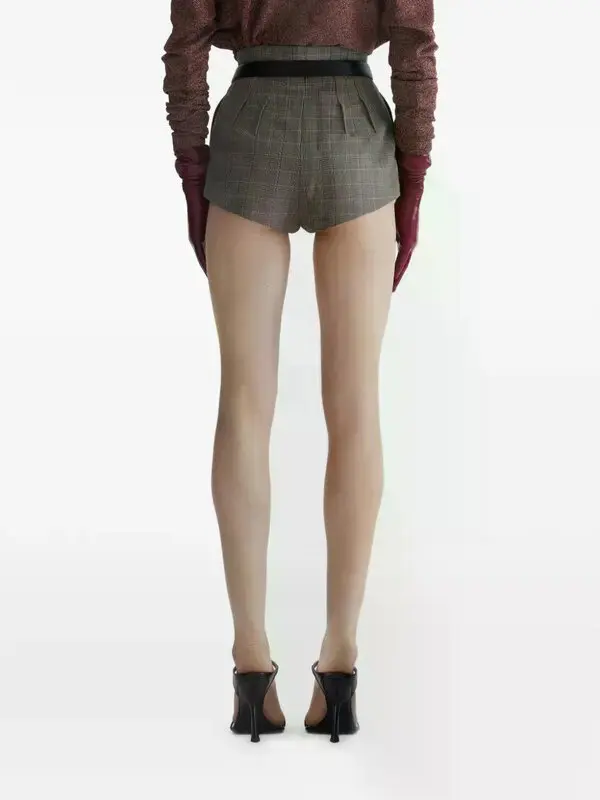 MUGLER Check Pleated Shorts