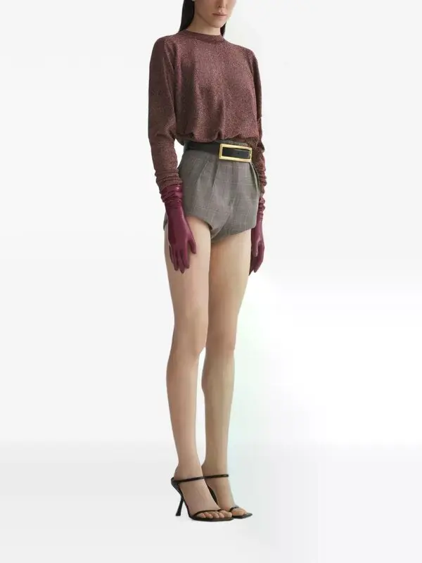 MUGLER Check Pleated Shorts