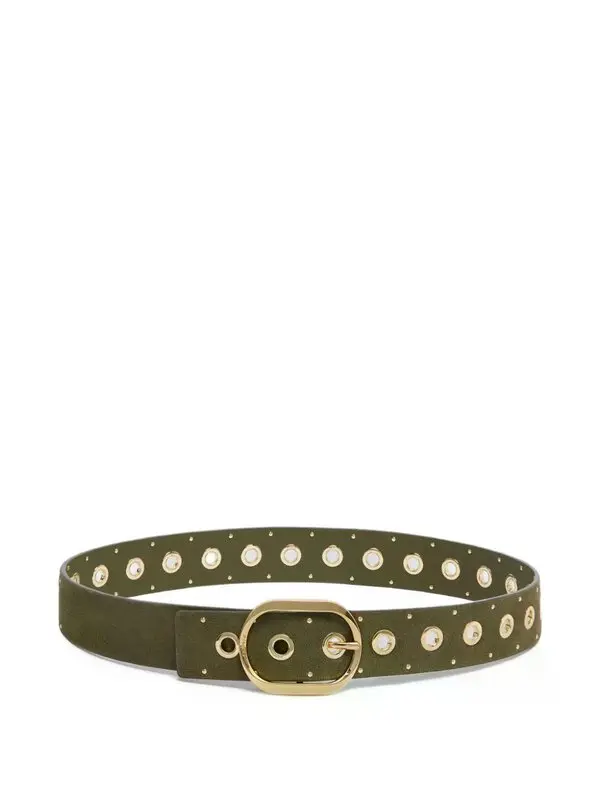 Pinko Eyeletted Buckled Leather Belt - Green