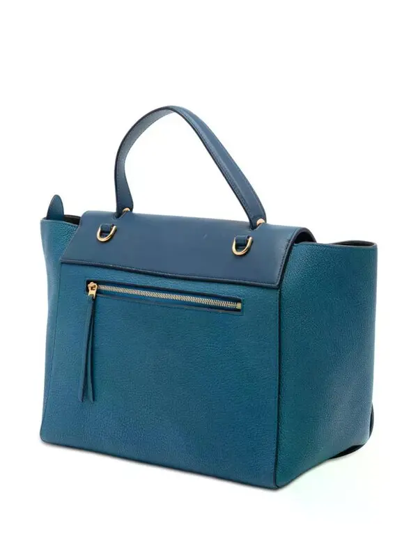 Celine 2015 Mini Grained And Smooth Calfskin Belt Bag Satchel - Blue