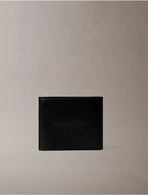 Calvin Klein Embossed Monologo Bifold Wallet - Black